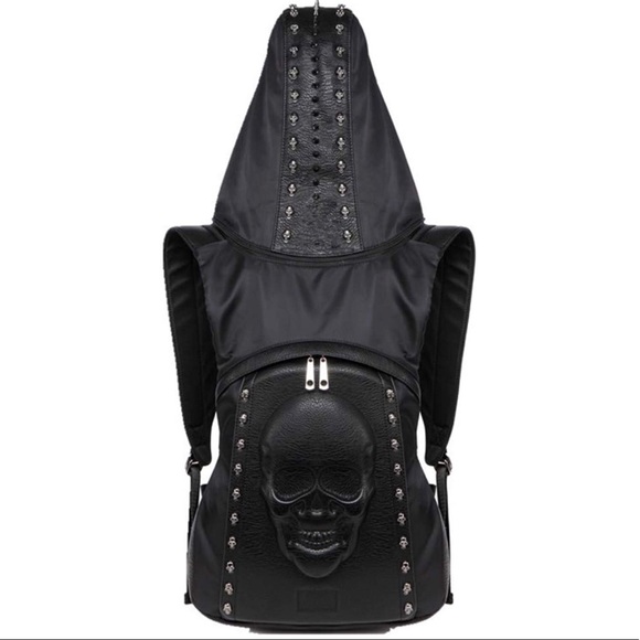 NO BRAND | Bags | 3d Skull Leather Backpack Rivets With Hood Cap | Poshmark